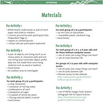 Astrobiology: Science Learning Activities for Afterschool :: Resources :: Ascend Learning Experience