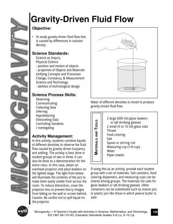 Gravity-Driven Fluid Flow :: Resources :: Ascend Learning Experience