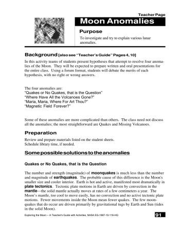 Moon Anomalies :: Resources :: Ascend Learning Experience