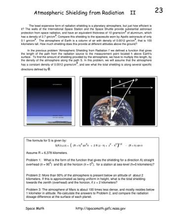 Space Math III -- Problem 23, Atmospheric Shielding from Radiation Part II :: Resources ...