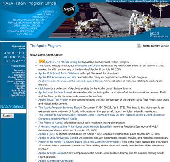 NASA Links About Apollo :: Resources :: Ascend Learning Experience