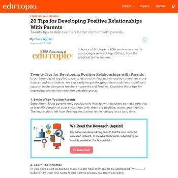 20 Tips for Developing Positive Relationships With Parents :: Resources ...