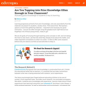 Are You Tapping into Prior Knowledge Often Enough in Your Classroom ...