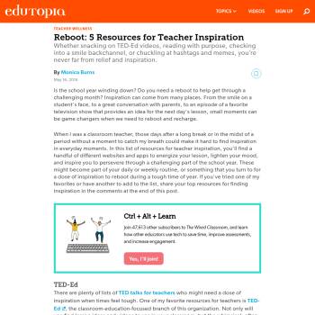 Reboot: 5 Resources for Teacher Inspiration :: Resources :: Ascend Learning Experience