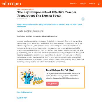 The Key Components of Effective Teacher Preparation: The Experts Speak ...