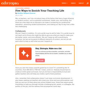 Five Ways to Enrich Your Teaching Life :: Resources :: Ascend Learning ...