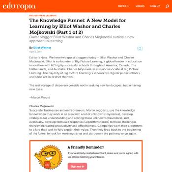 The Knowledge Funnel: A New Model for Learning by Elliot Washor and Charles Mojkowski (Part 1 of ...