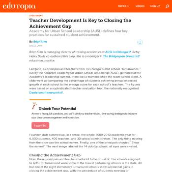 Teacher Development Is Key to Closing the Achievement Gap :: Resources :: Ascend Learning Experience