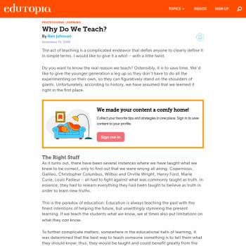 Why Do We Teach? :: Resources :: Ascend Learning Experience