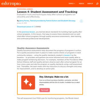 Lesson 4: Student Assessment and Tracking :: Resources :: Ascend Learning Experience