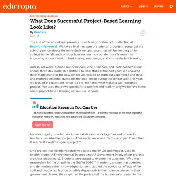 What Does Successful Project-Based Learning Look Like? :: Resources :: Ascend Learning Experience