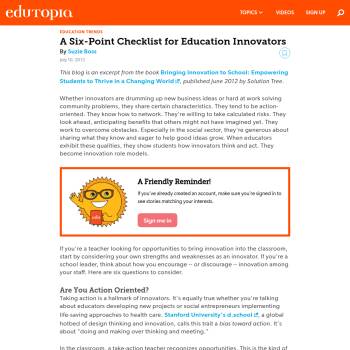 A Six-Point Checklist for Education Innovators :: Resources :: Ascend ...