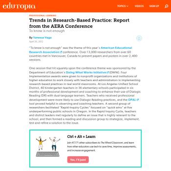 Trends in Research-Based Practice: Report from the AERA Conference ...