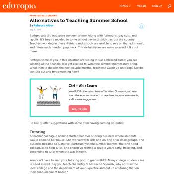 Alternatives to Teaching Summer School :: Resources :: Ascend Learning ...