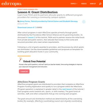 Lesson 6: Grant Distribution :: Resources :: Ascend Learning Experience