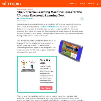 The Universal Learning Machine: Ideas for the Ultimate Electronic Learning Tool :: Resources ...