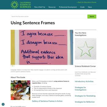 Using Sentence Frames :: Resources :: Ascend Learning Experience