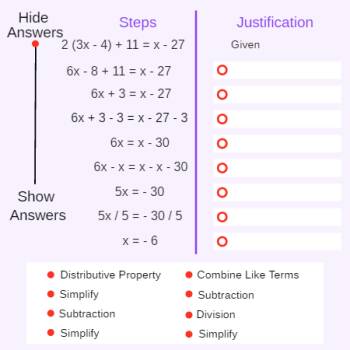 Properties of Equality and Congruence: Justifying Algebraic Steps ...