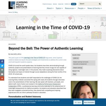 Beyond the Bell: The Power of Authentic Learning :: Resources :: Ascend Learning Experience