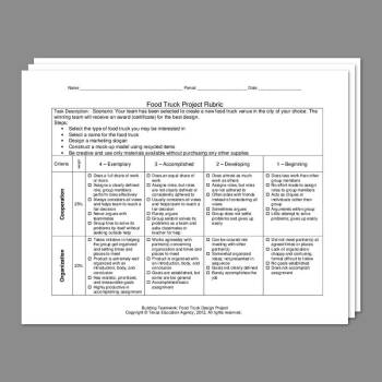 Food Truck Project Group Rubric :: Resources :: Ascend Learning Experience