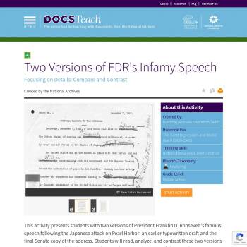 Two Versions of FDR's Infamy Speech :: Resources :: Ascend Learning ...