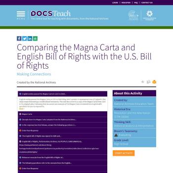Comparing the Magna Carta and English Bill of Rights with the U.S. Bill ...